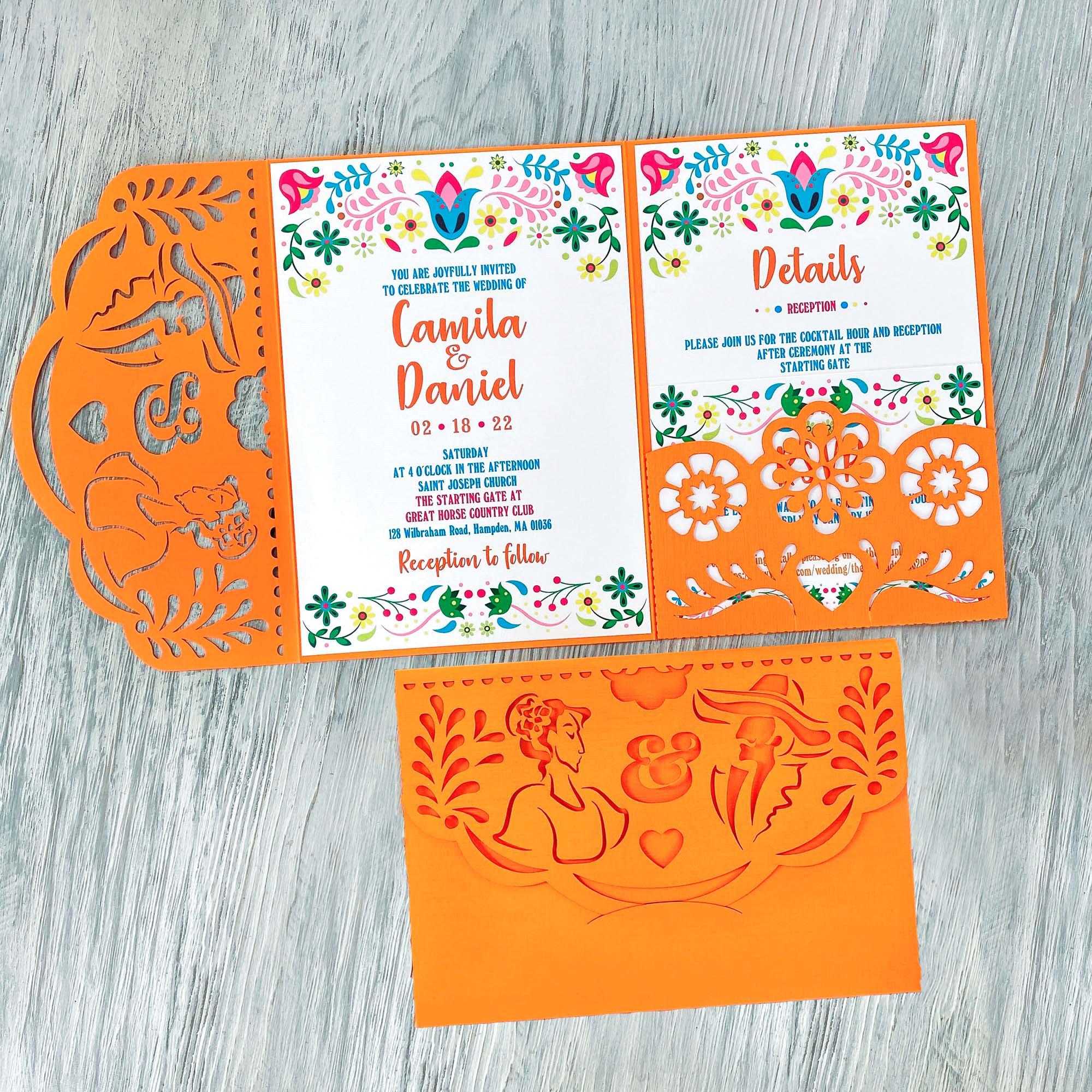 Svg Template Mexican Wedding Invitation Tri-fold 5x7 Senor-senorita ...