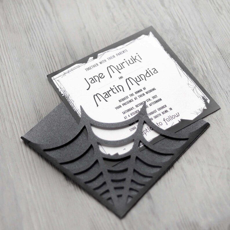 Svg Square Spider Web Wedding Invitation Template, Halloween Party ...