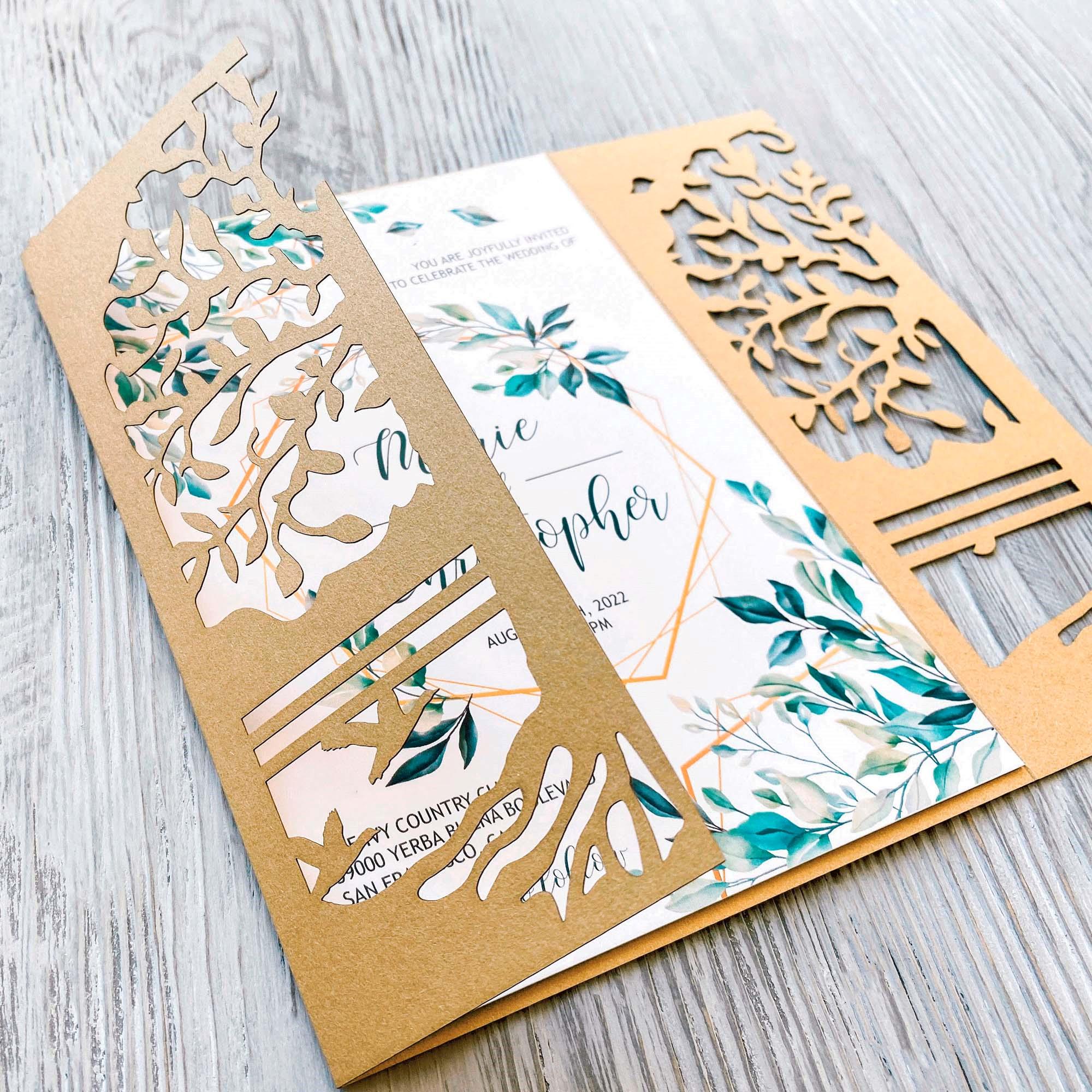 Family Tree Invite Wedding With Birds and Belly Band Template Svg ...