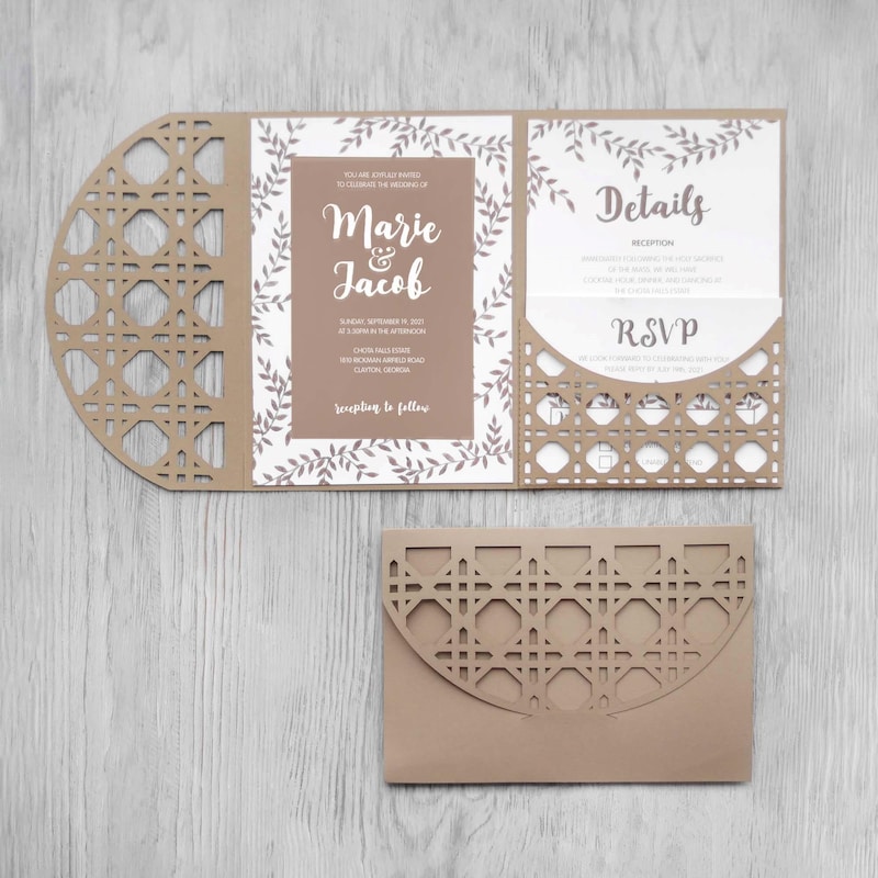 Rattan Wedding Invitations - Etsy