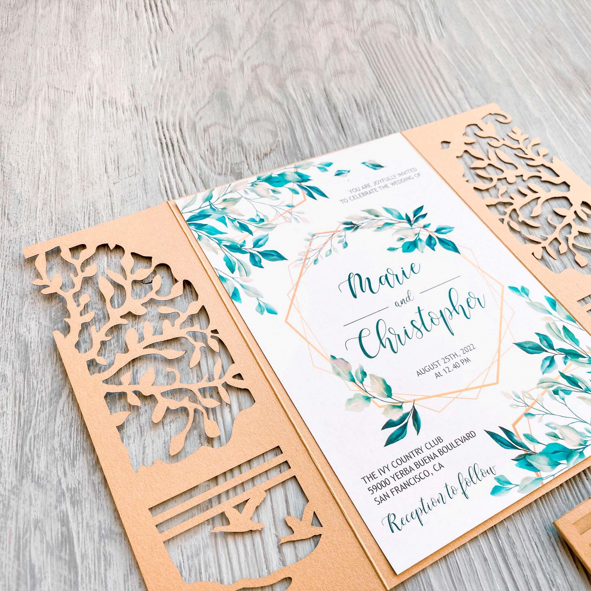 Family Tree Invite Wedding With Birds and Belly Band Template Svg ...