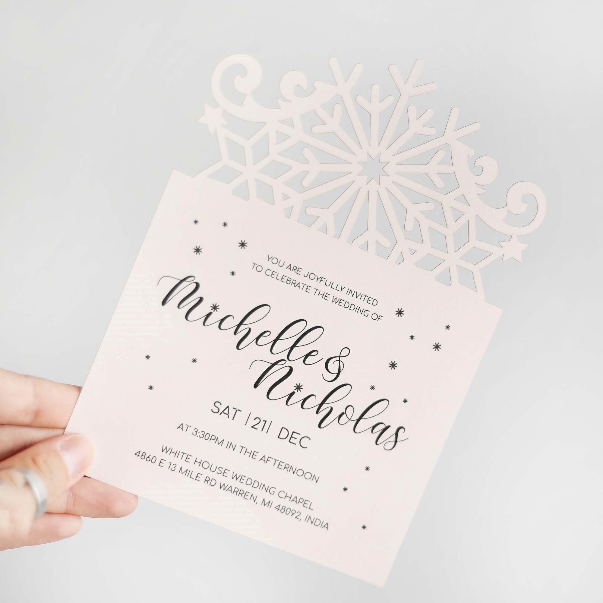 Snow Invitation Winter Template Svg, Menu Snowflake Invites, Cricut New ...