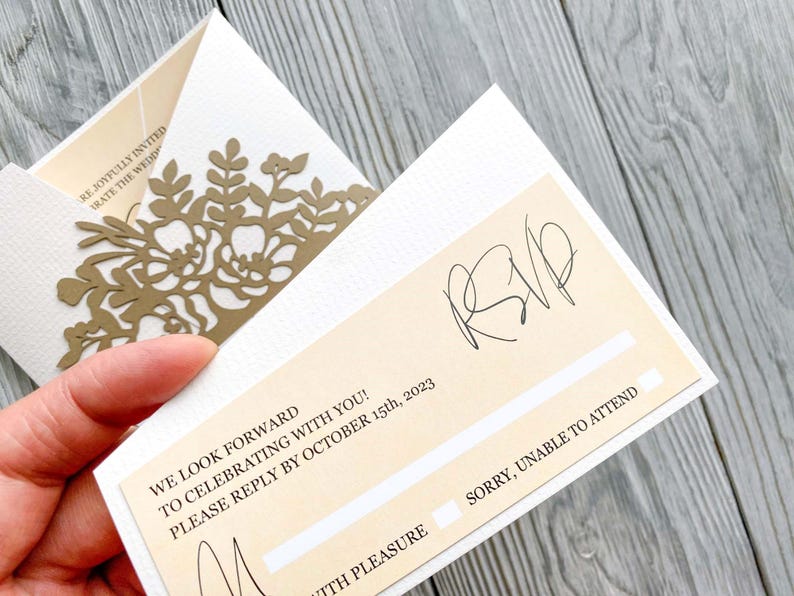 Geometric Wedding Invitation Svg Template Gatefold & Floral Bellyband ...