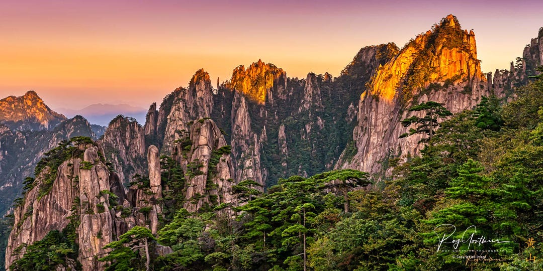 Yellow Mountain Sunset Panorama. Sunset Nature Photography, Canvas ...