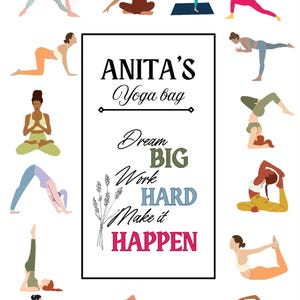 Editable Name Yoga Poses Canva Template | Customisable Yoga Art | Tote ...