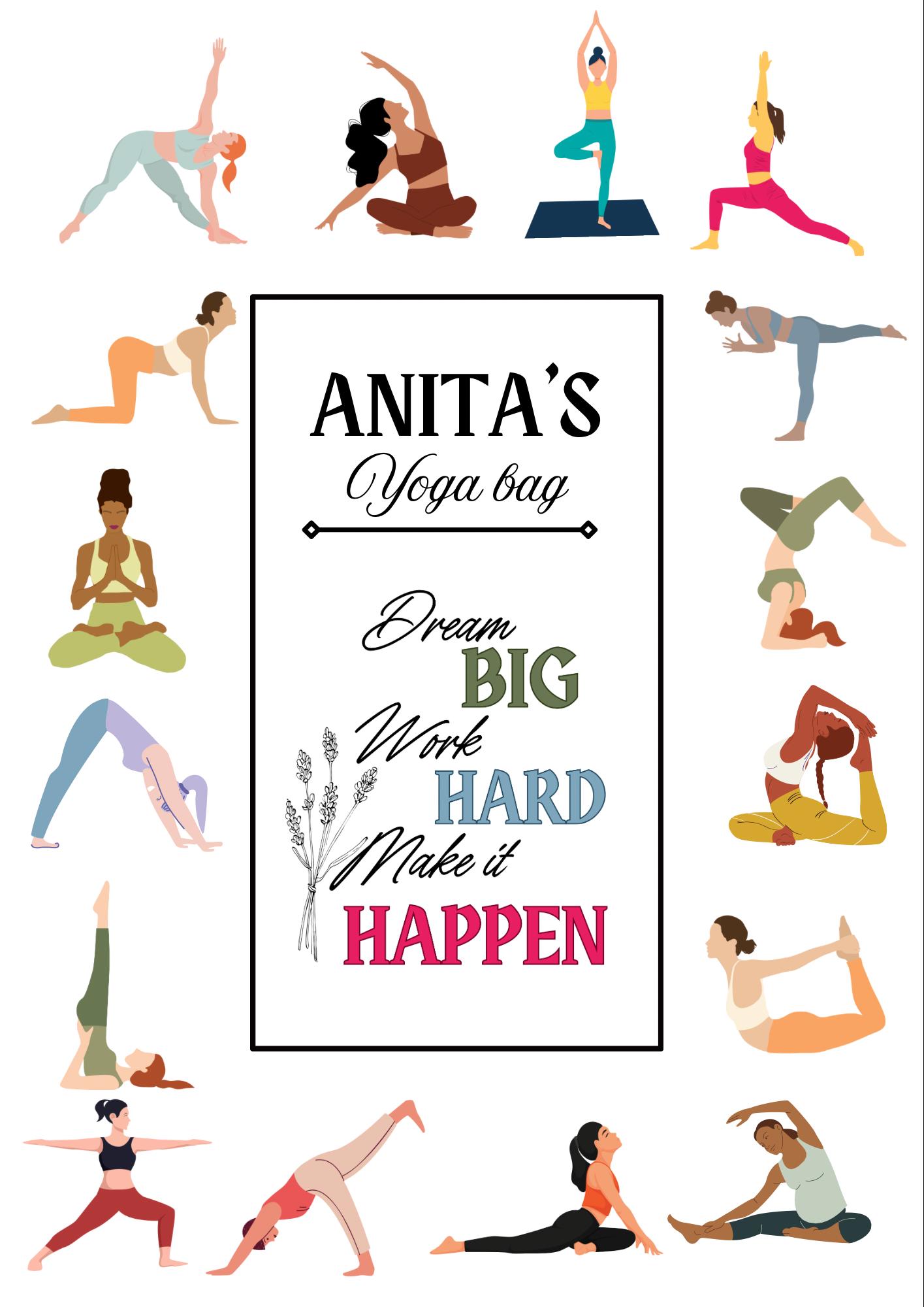 Editable Name Yoga Poses Canva Template | Customisable Yoga Art | Tote ...