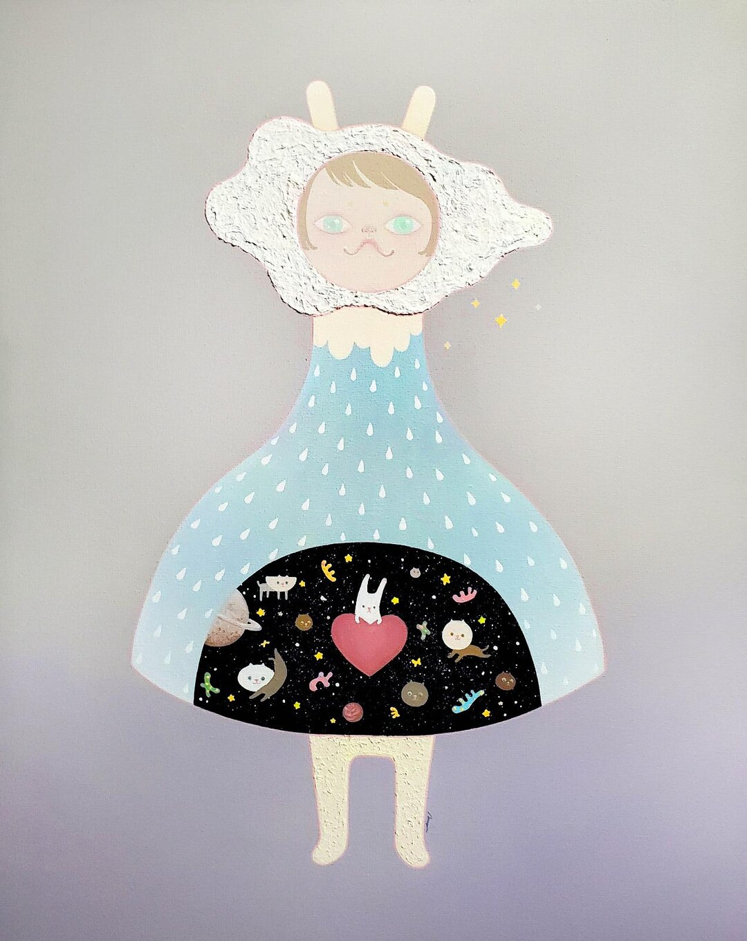 Sovereign Girl Acrylic Painting, Universe Art, Whimsical Illustration ...