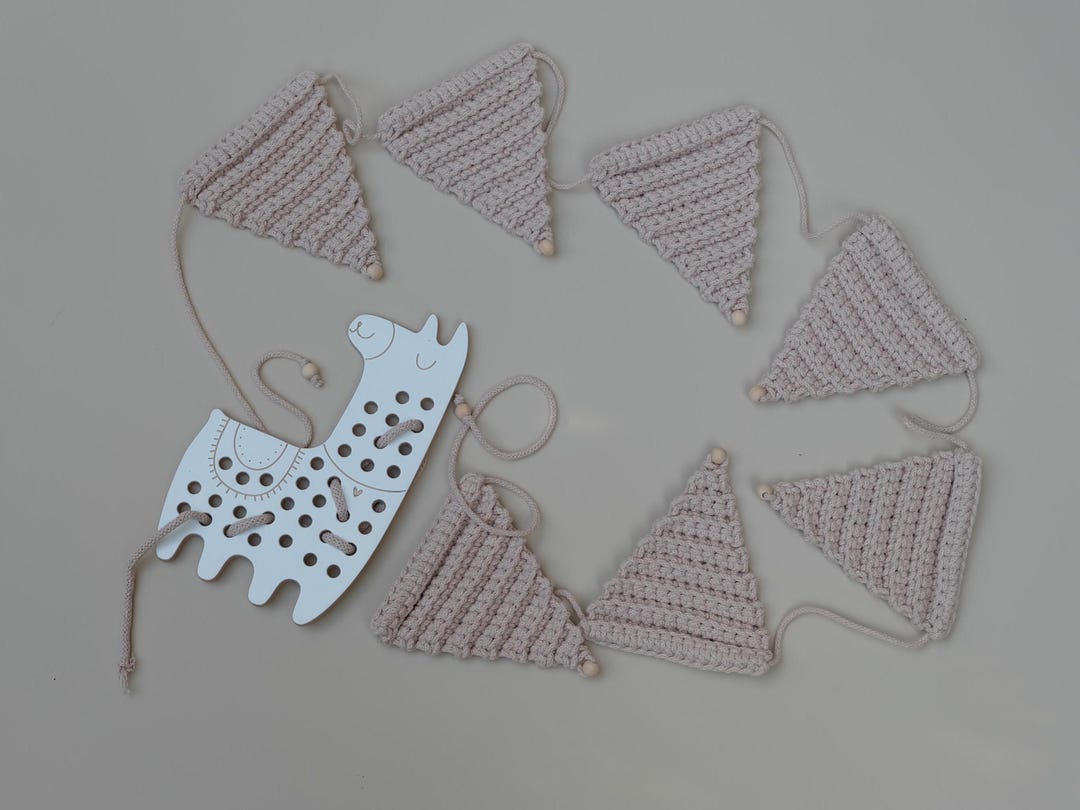 Crochet Garland With Triangle Flags – Neutral Nursery Bunting, Handmade ...