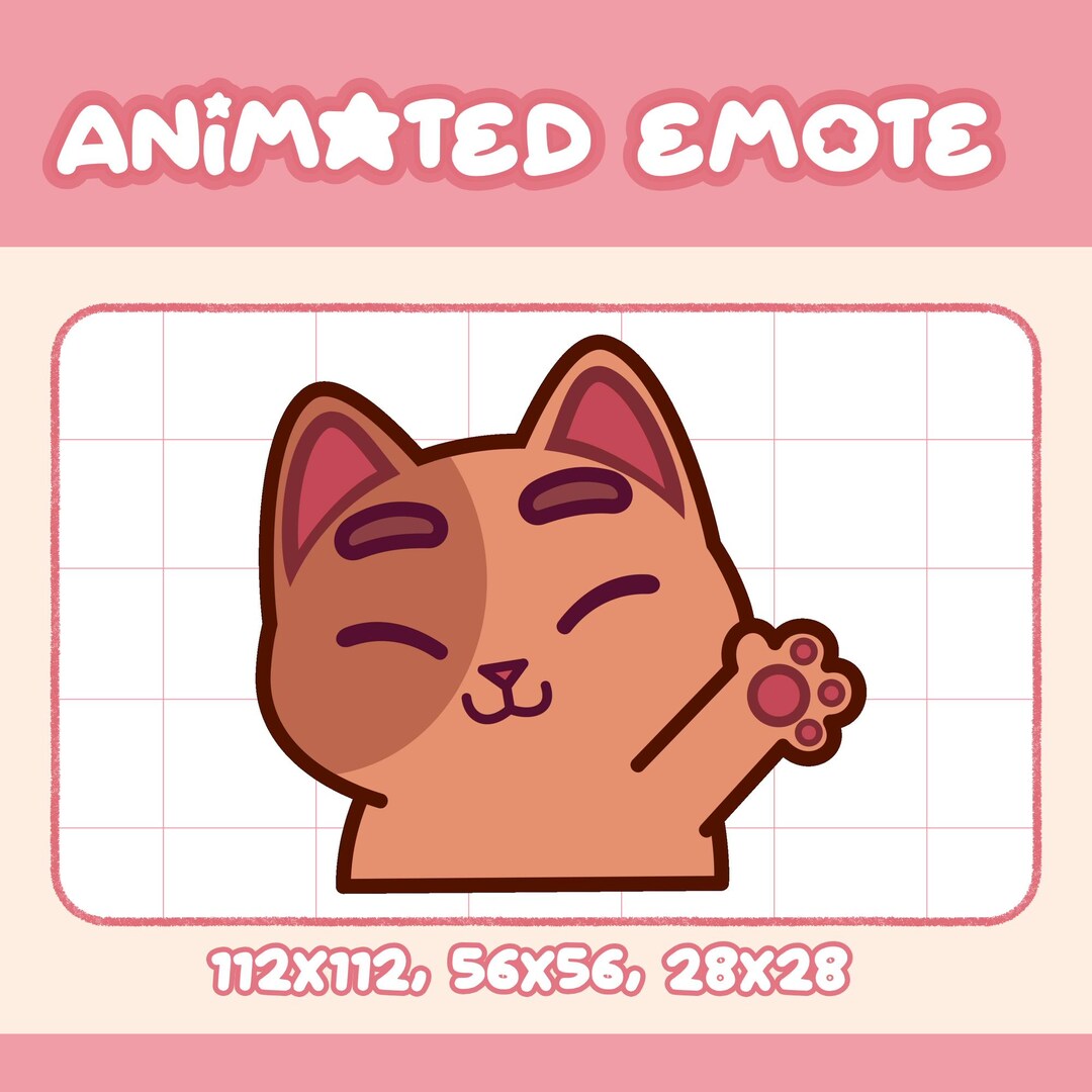 Twitch Animated Emote Cute Brown Cat Chib Saying Hello/ Reaction Emote ...