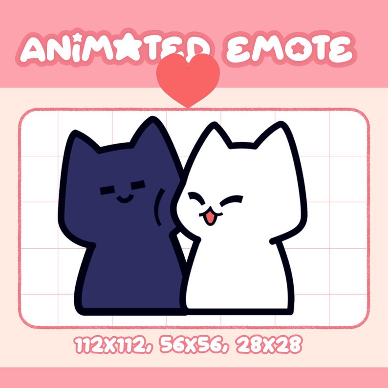 Emote Animée Twitch / Emote Chat / 2 Chats S'embrassant / Discord ...