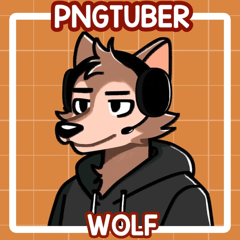Wolf Pngtuber Avatar: Gamer Furry in Hoodie (ready to Use .veadomini ...