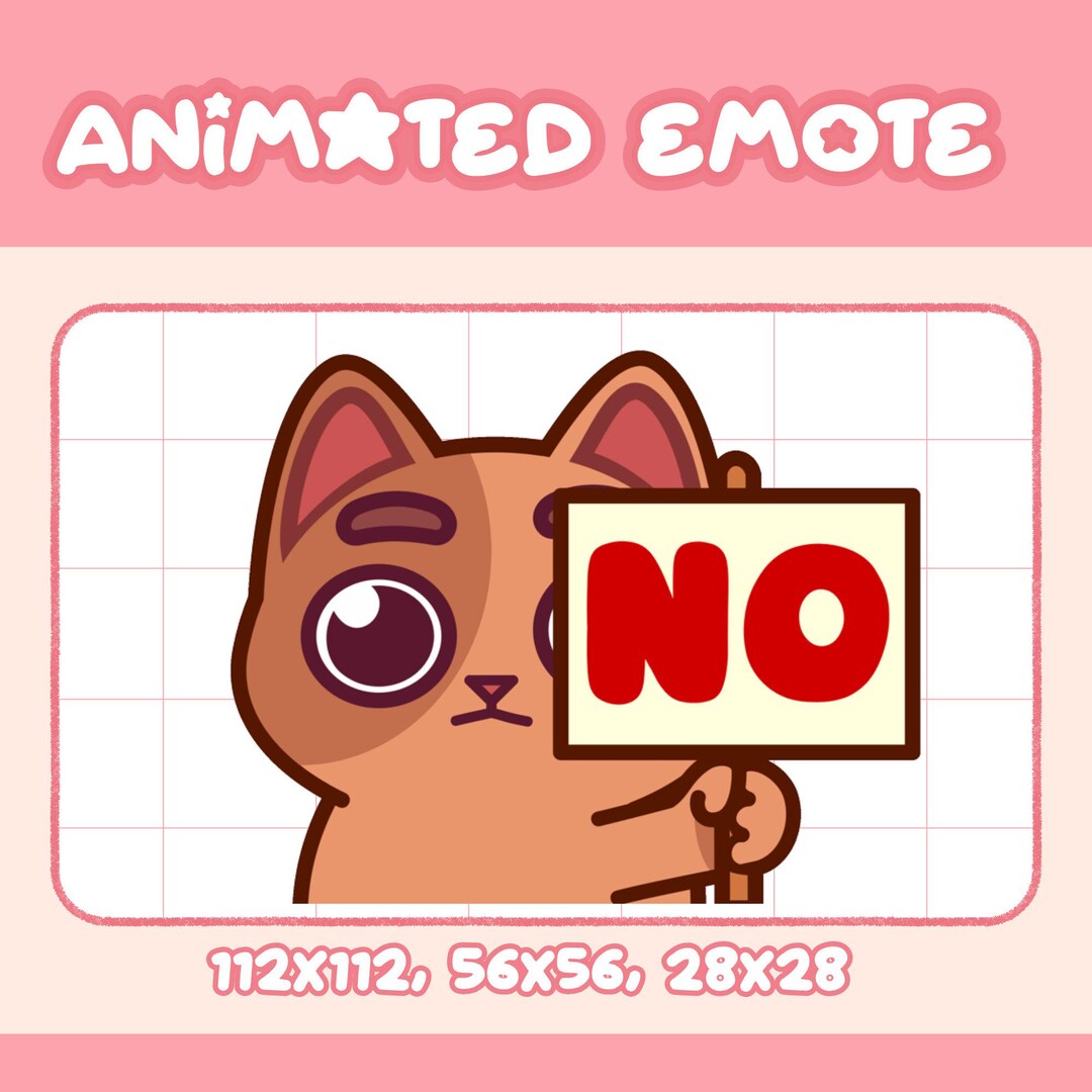 Twitch Animated Emote Cute Brown Cat Chibi Saying No Reaction Emote ...