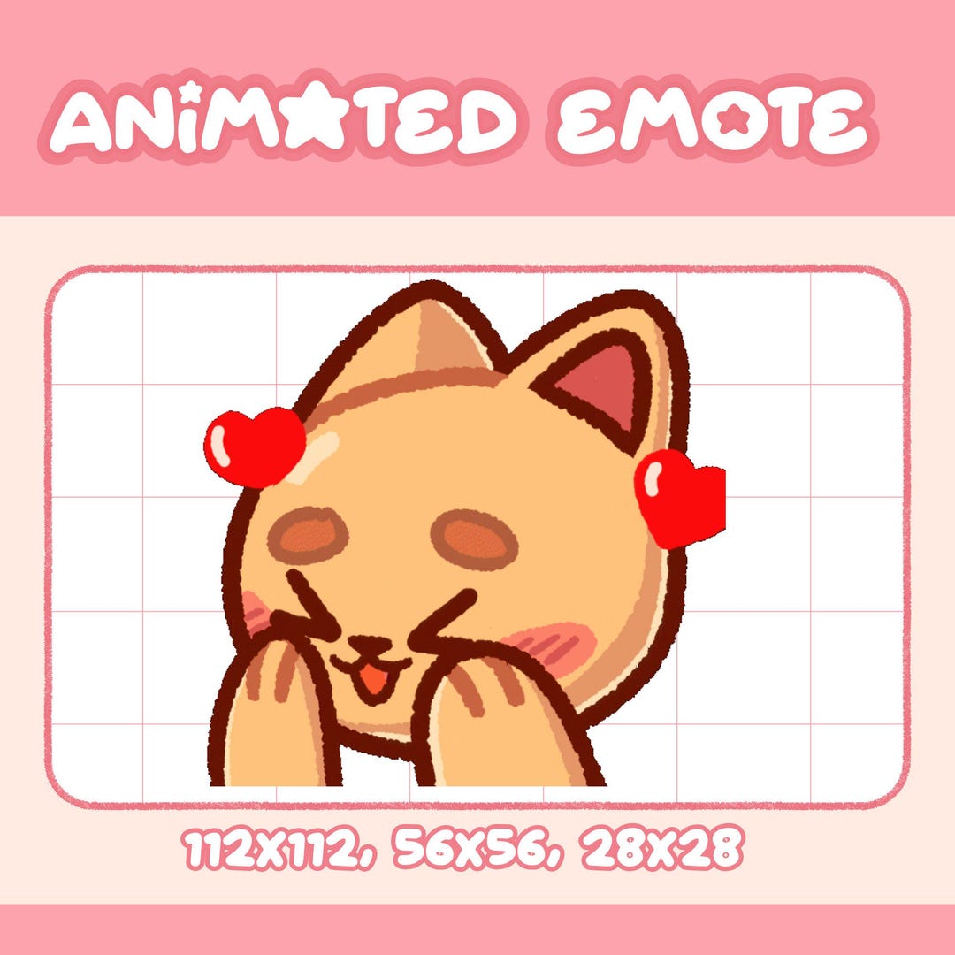 Twitch Animated Emote-valentine Day Emote Blushing Emote-blushing Cat ...