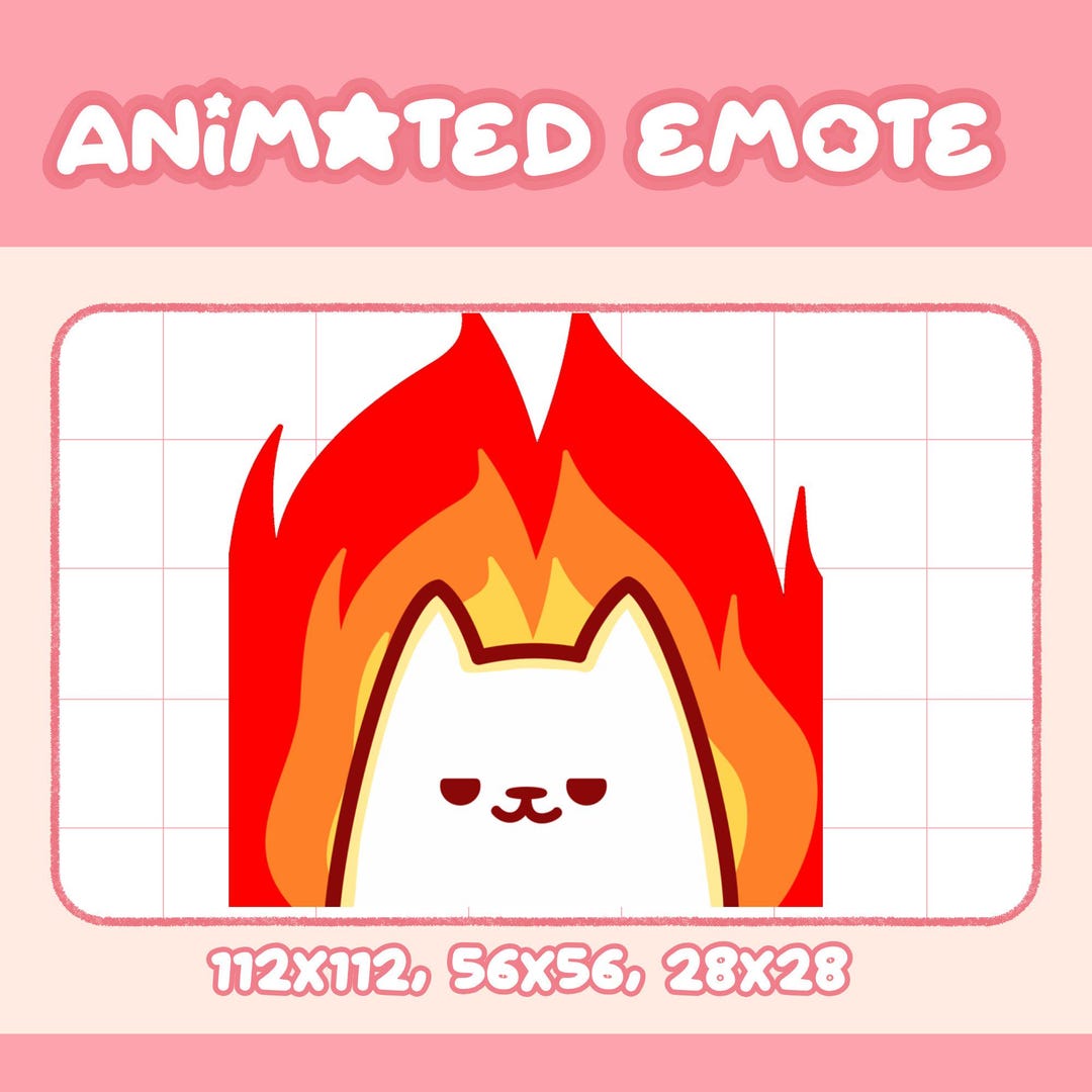 Twitch Animated Emote Cat With Fire in the Background-cat Kawai ...