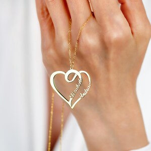 Custom Two Names Heart Necklace in Sterling Silver • Personalized ...