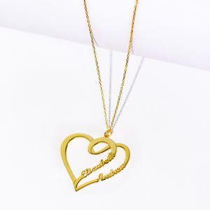 Custom Two Names Heart Necklace in Sterling Silver • Personalized ...