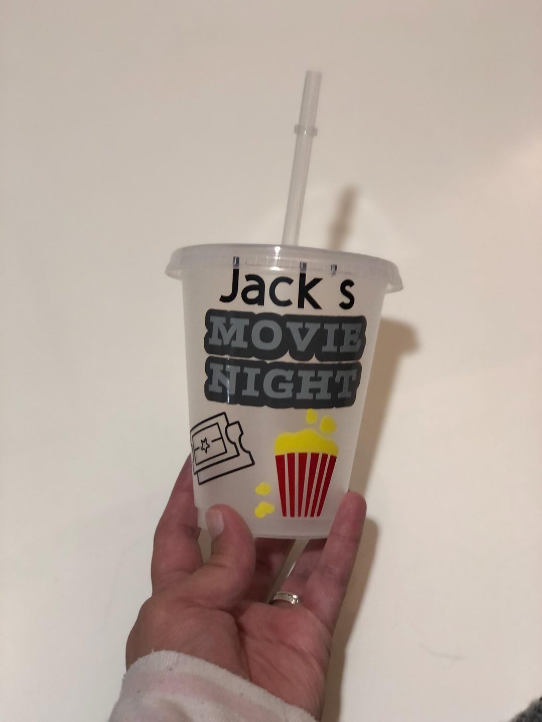 Custom Movie Night Kids Cup With Lid & Straw, Children’s Cup With Lid ...