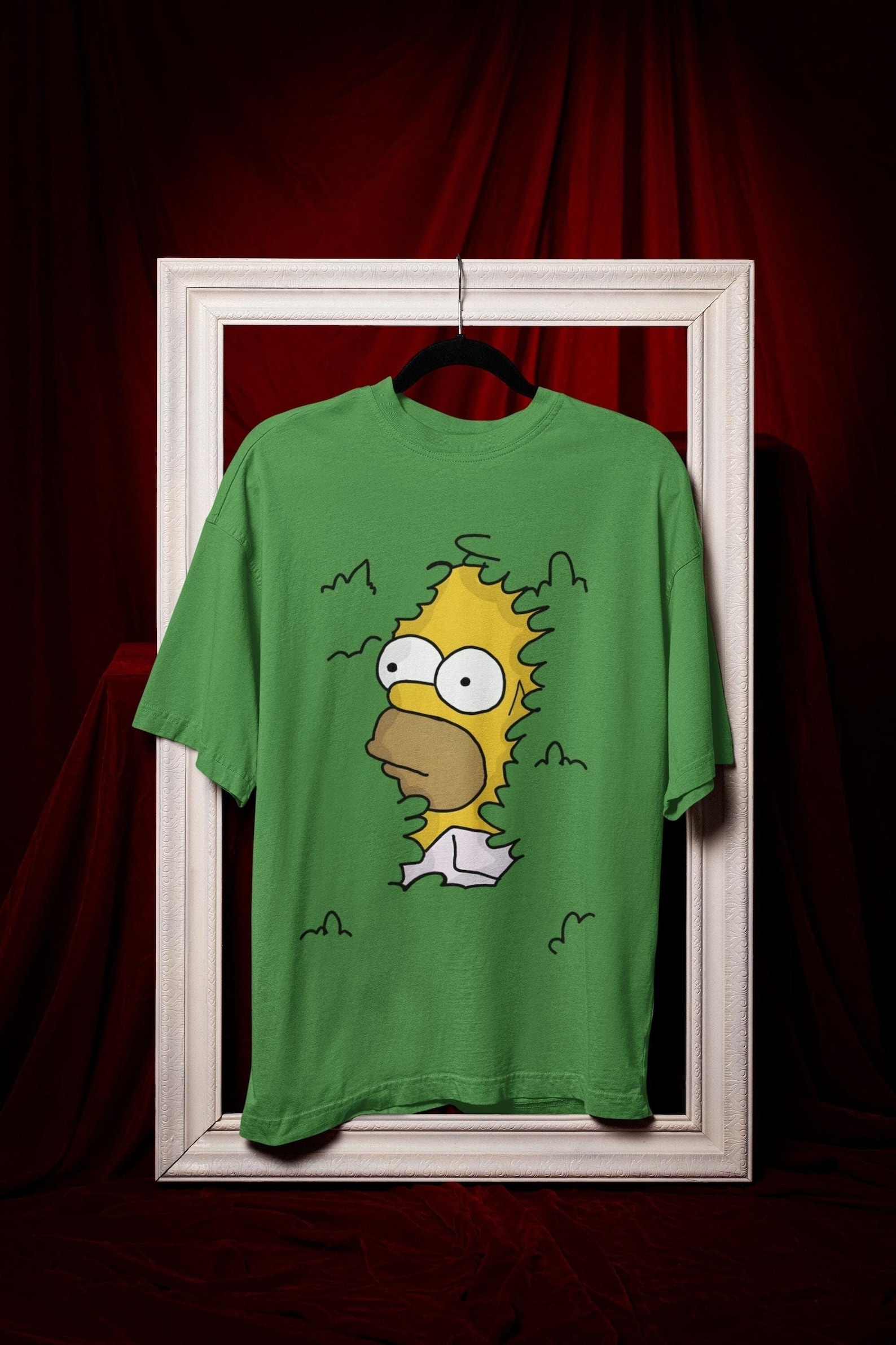 Homer Simpson in the Bushes Shirt, Funny Tee, Cartoon T-shirt for ...
