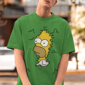 Homer Simpson in the Bushes Shirt, Funny Tee, Cartoon T-shirt for Comedy Fans, Cartoon Lover ...
