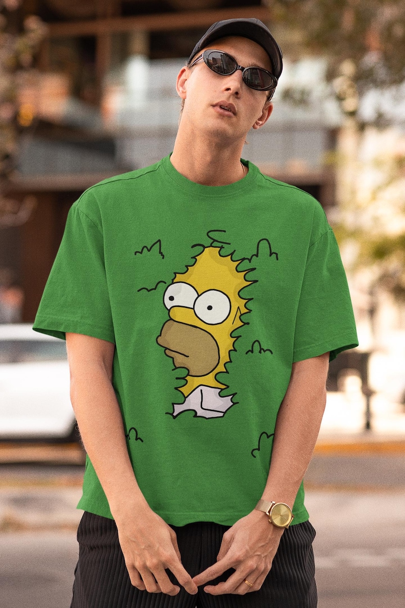 Homer Simpson in the Bushes Shirt, Funny Tee, Cartoon T-shirt for ...