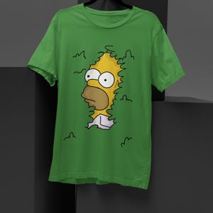 Homer Simpson in the Bushes Shirt, Funny Tee, Cartoon T-shirt for Comedy Fans, Cartoon Lover ...