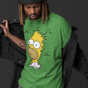 Homer Simpson in the Bushes Shirt, Funny Tee, Cartoon T-shirt for Comedy Fans, Cartoon Lover ...