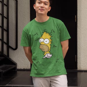 Homer Simpson in the Bushes Shirt, Funny Tee, Cartoon T-shirt for Comedy Fans, Cartoon Lover ...