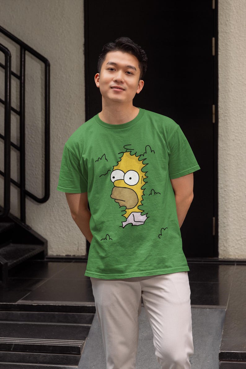 Homer Simpson in the Bushes Shirt, Funny Tee, Cartoon T-shirt for ...