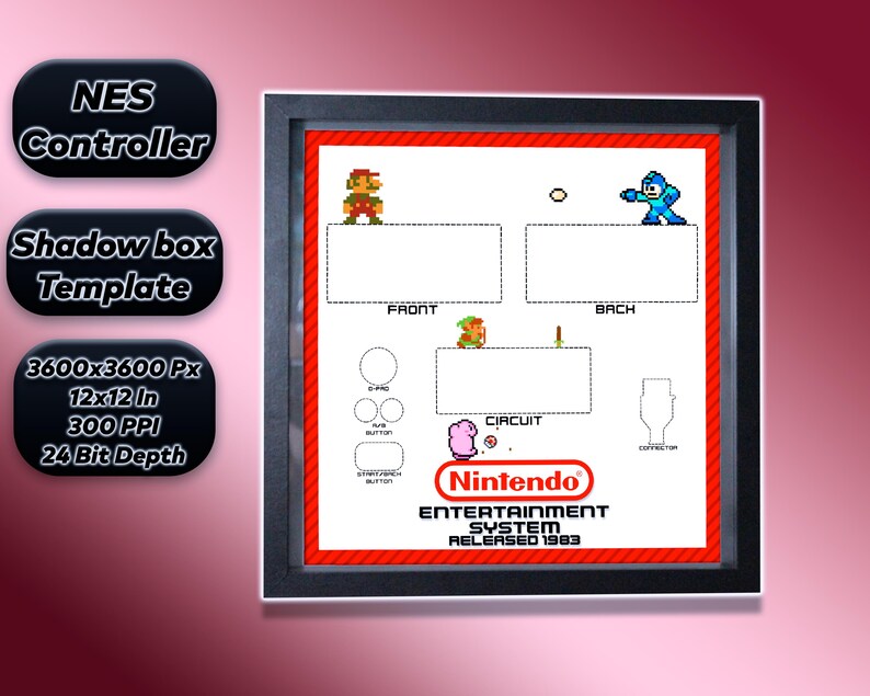 NES Controller Teardown Shadow Box Print Templale - Etsy