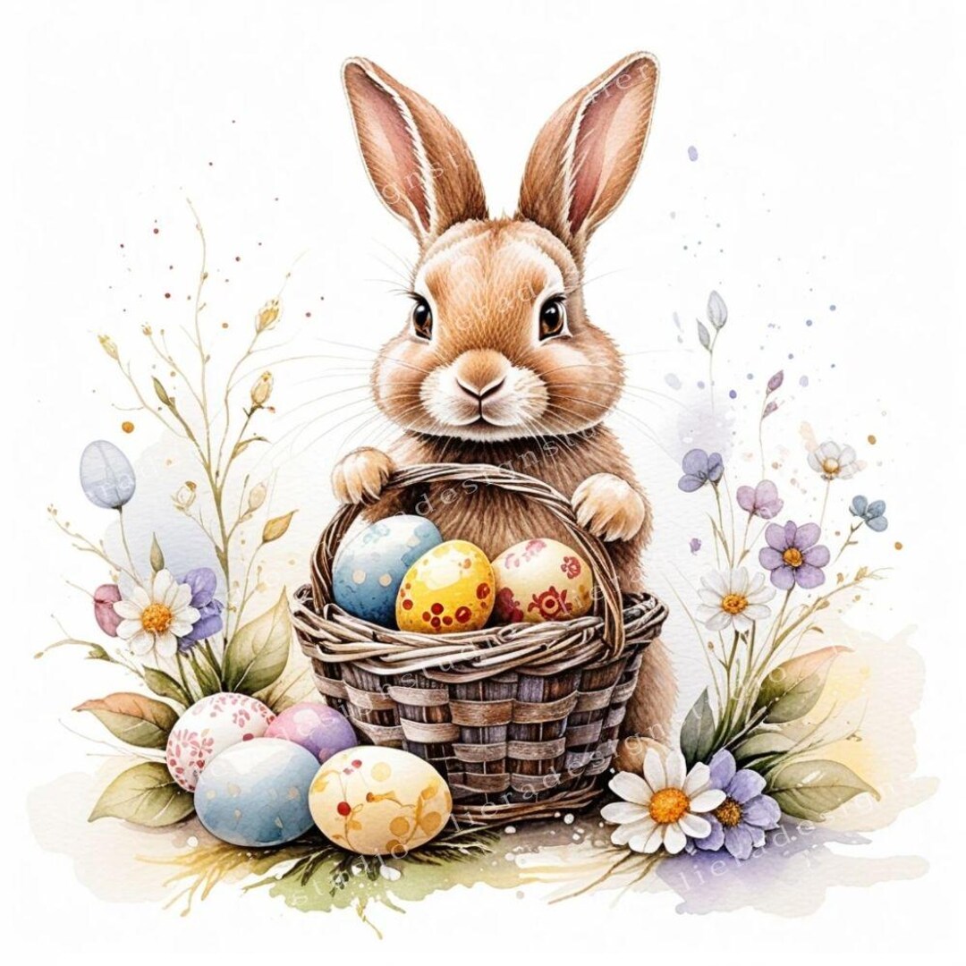 10 Easter Bunny With Eggs Clipart, Easter Eggs Clipart, Easter Eggs ...