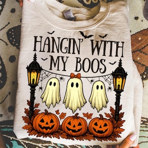 Hanging Ghosts Halloween Png, Hangin’ With My Boos Shirt Design ...
