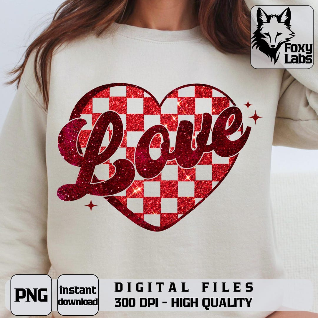 Checkered Glitter Valentines Day Png, Valentine Png, Checkered Love Png ...