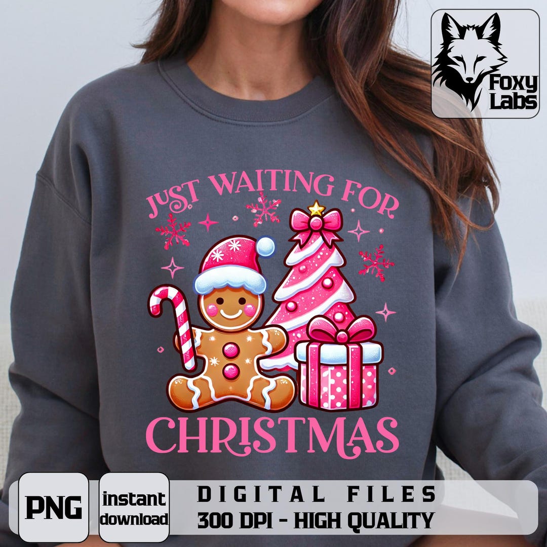 Pink Gingerbread Just Waiting for Christmas Png, Christmas Png ...