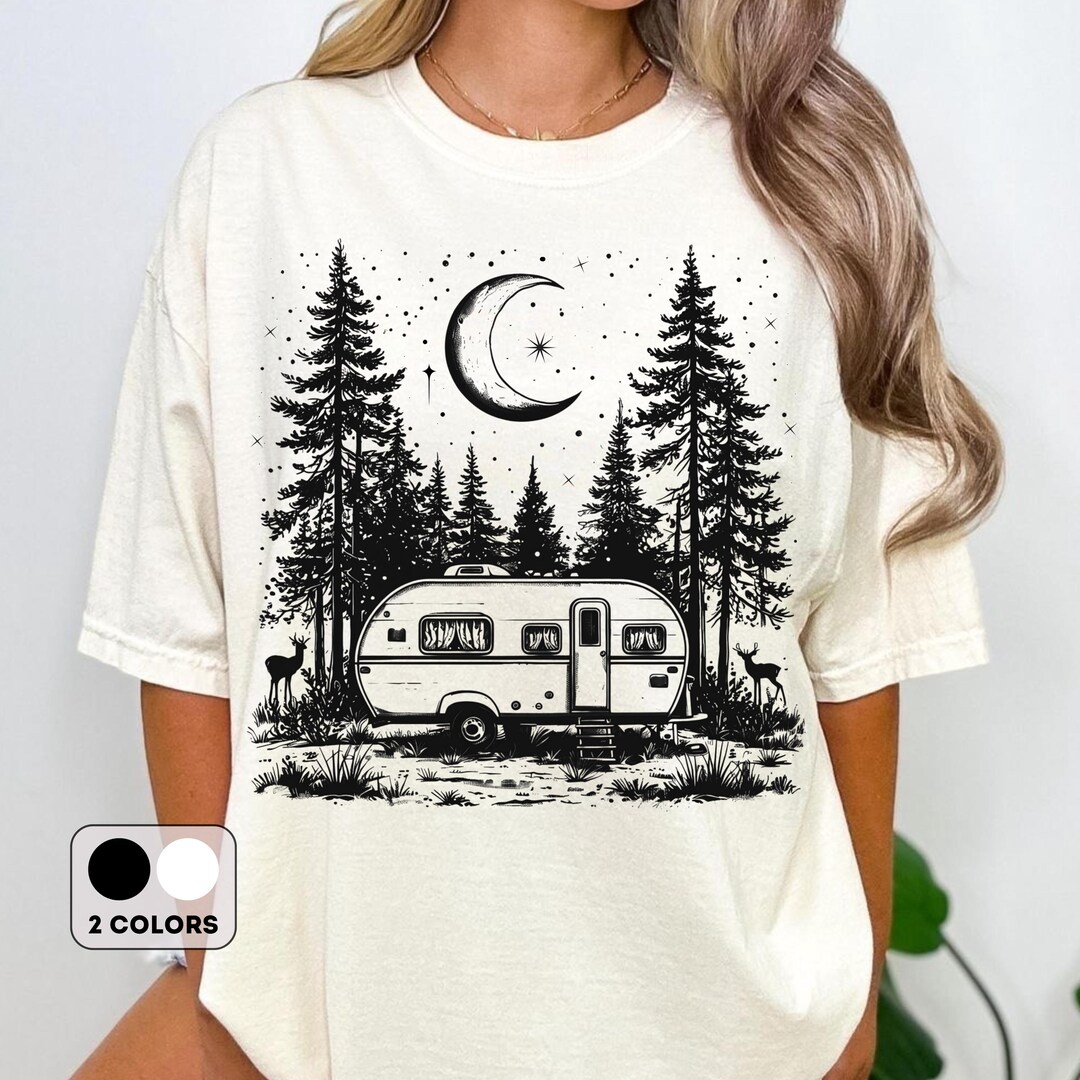 Camping Life PNG, Retro Camper Under Stars Design, Nature Adventure ...