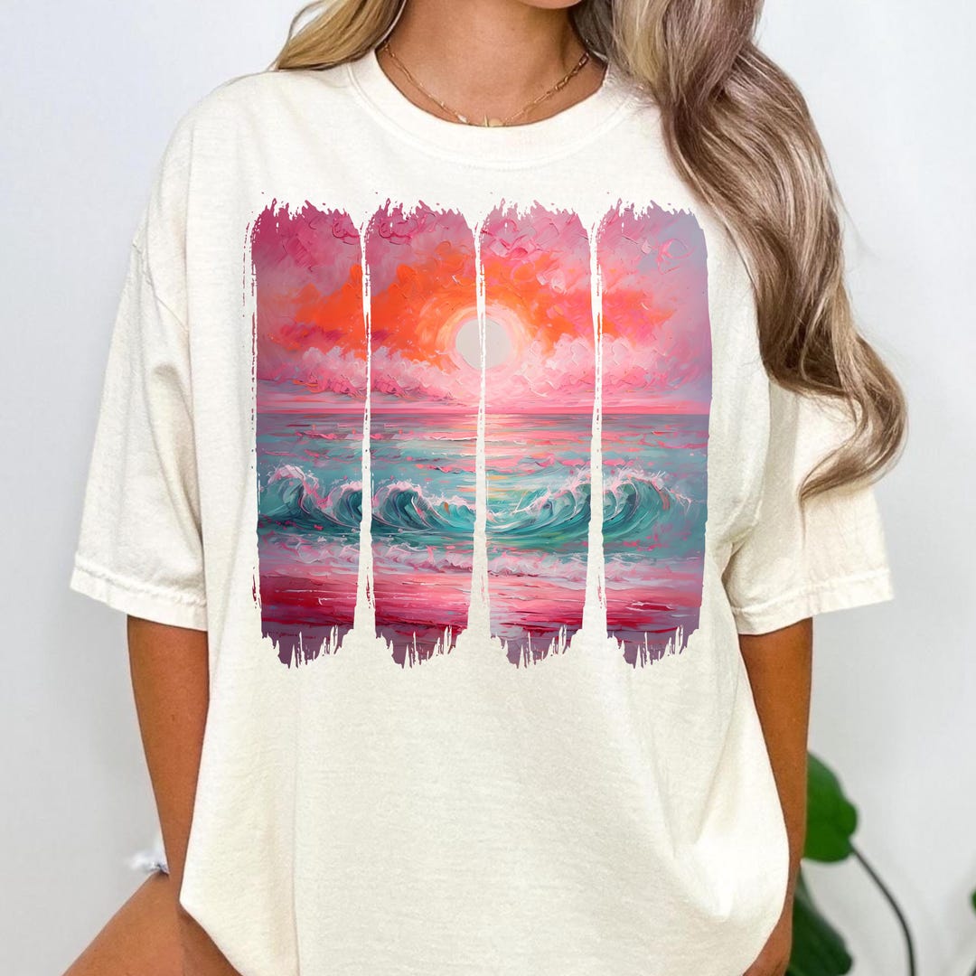 Retro Brushstroke Sunset PNG, Vintage Summer PNG, Summer Png, Sunset ...