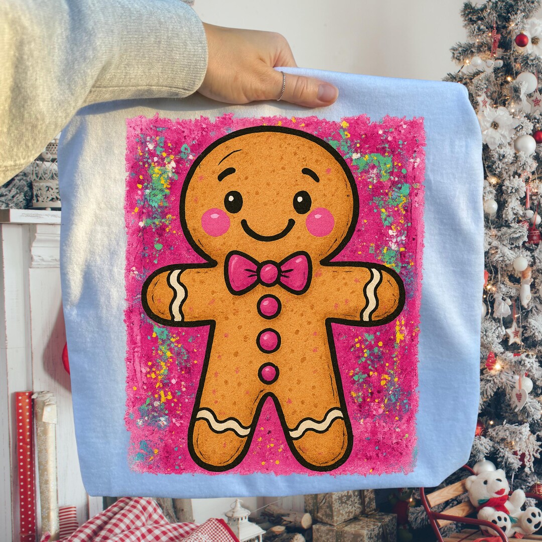 Preppy Gingerbread Man Png, Pink Gingerbread Christmas PNG, Retro ...