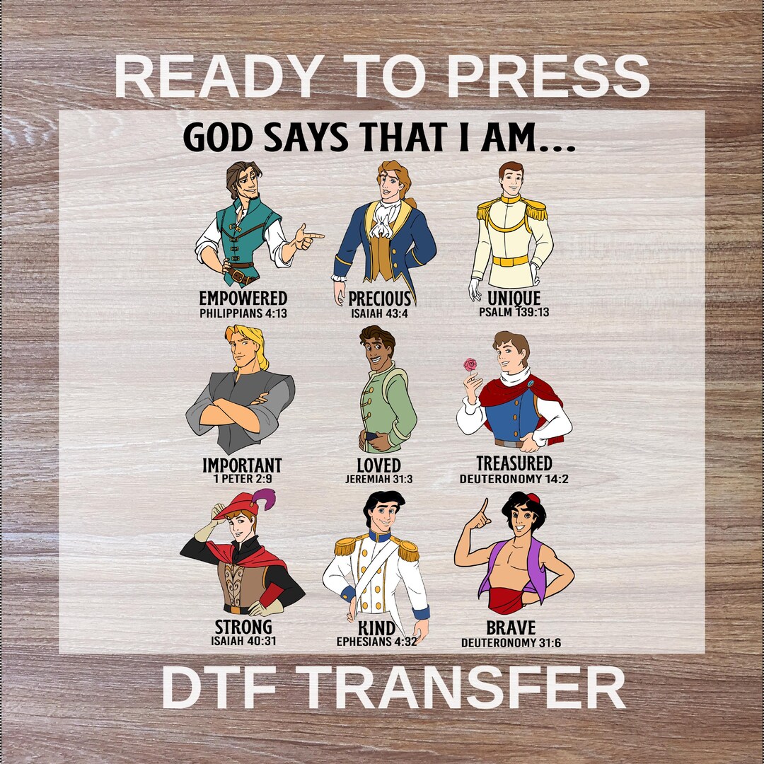 Christian Disney Prince Ready to Press, Boy DTF Transfer, Bible High ...
