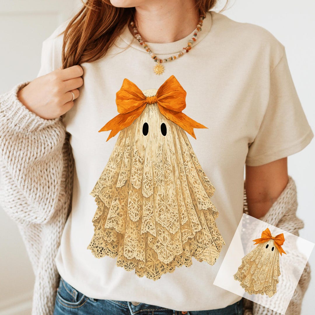 Cute Lace Ghost Ready to Press, Halloween Lace Ghost DTF Transfers ...