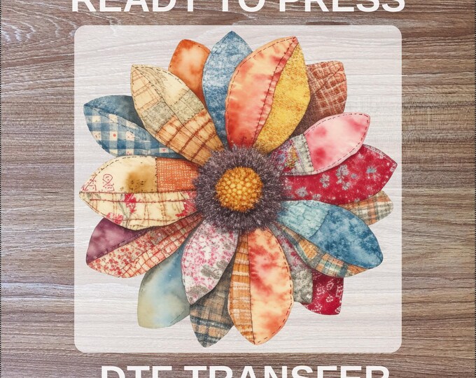 Patchwork Flower DTF Transfer: Autumn Fall Shirt Print - Ready to Press ...