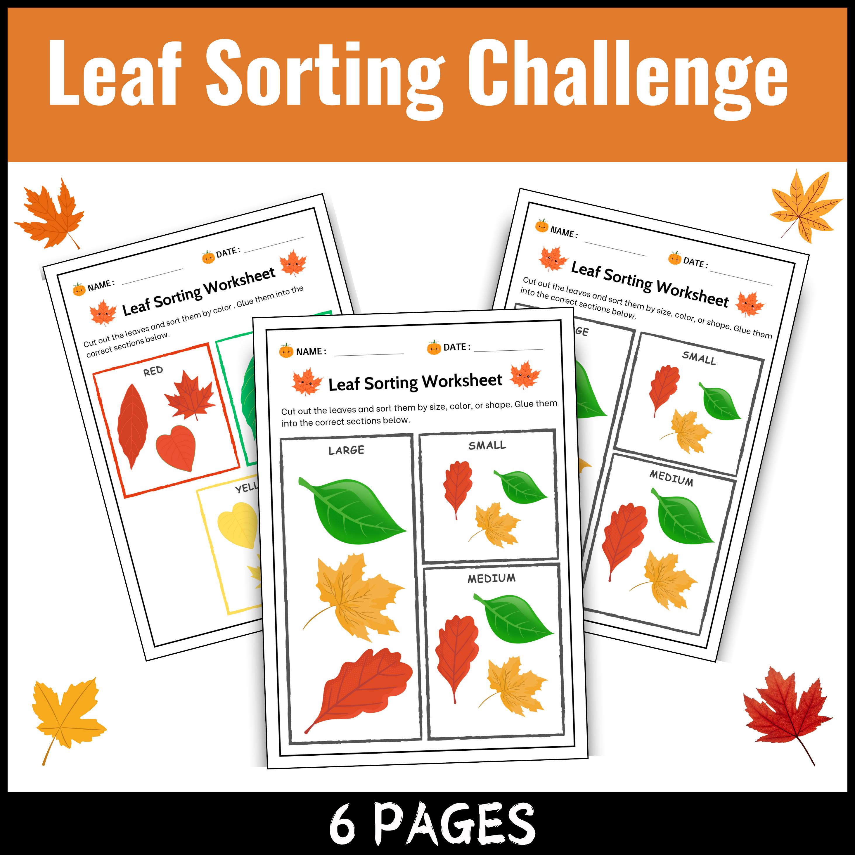 Leaf Sorting Challenge - Fall Leaf Cut-and-sort Printable - Autumn ...