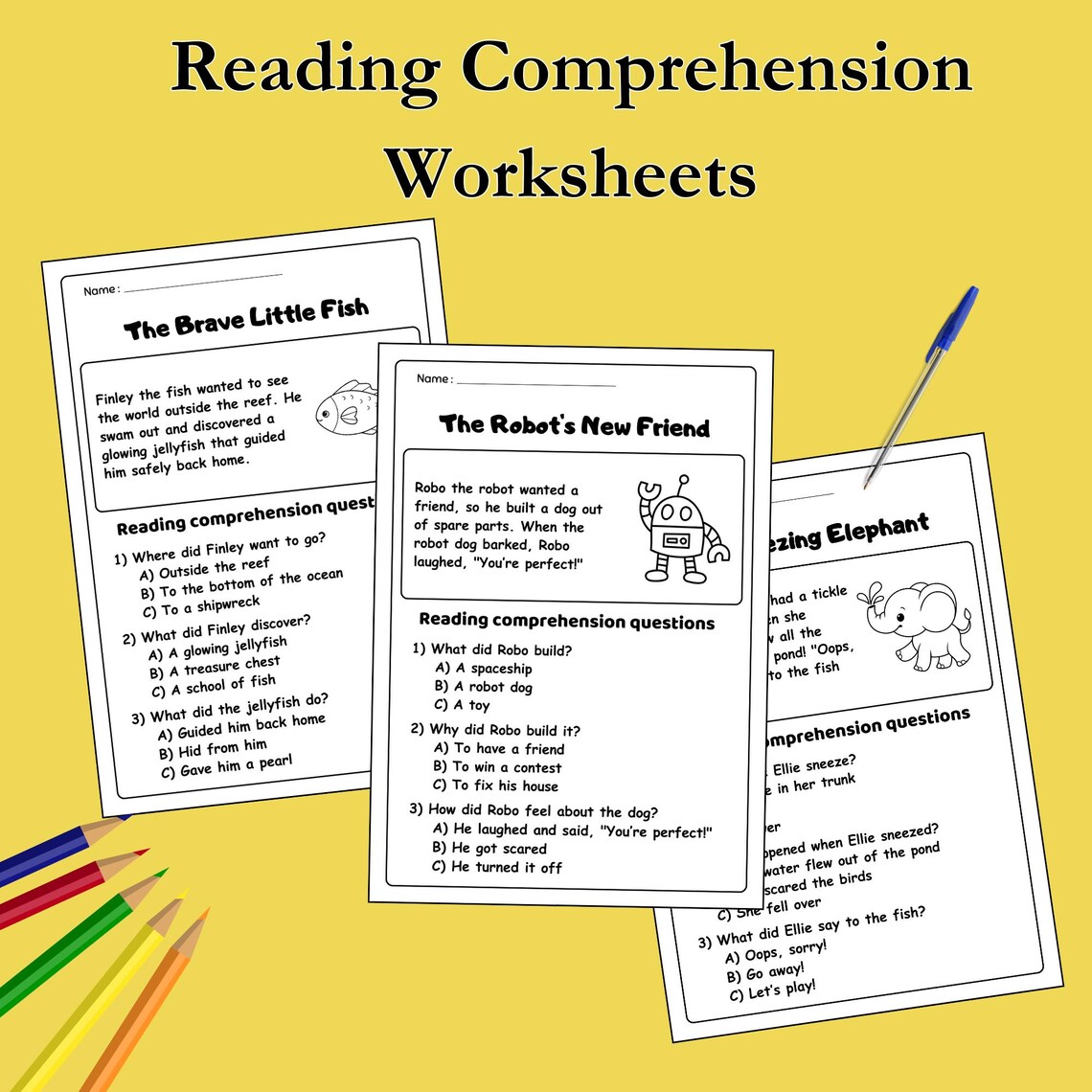 Reading Comprehension Worksheets - Beginner Readers K–2 - Short Stories ...