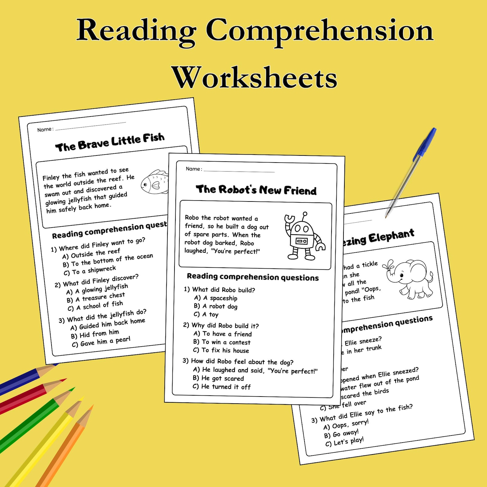 Reading Comprehension Worksheets - Beginner Readers K–2 - Short Stories ...