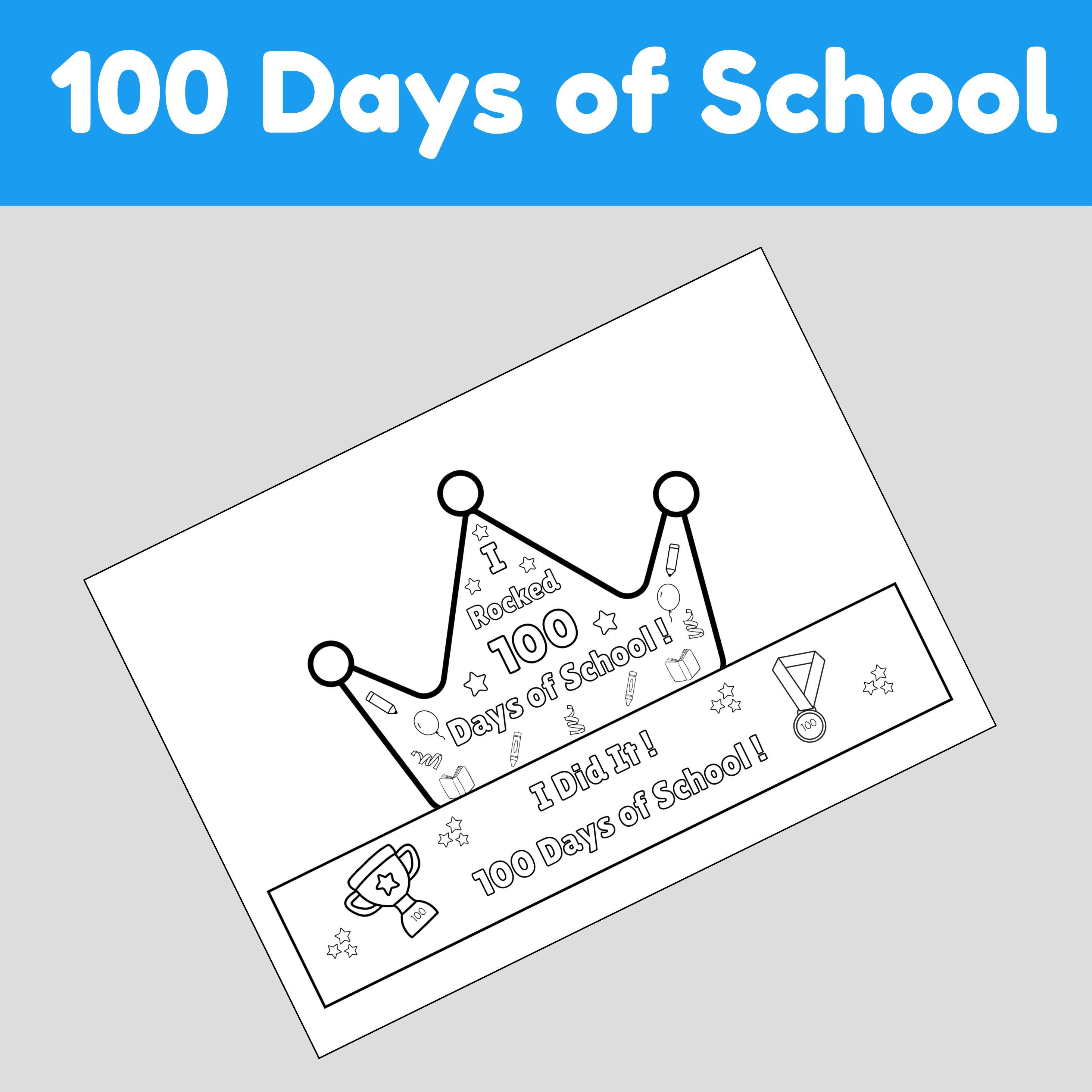 100th Day of School Crown - Digital Download | Fun Coloring Activity ...