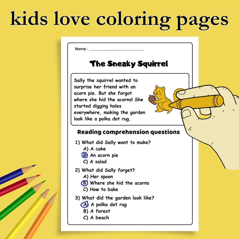 Reading Comprehension Worksheets - Beginner Readers K–2 - Short Stories ...