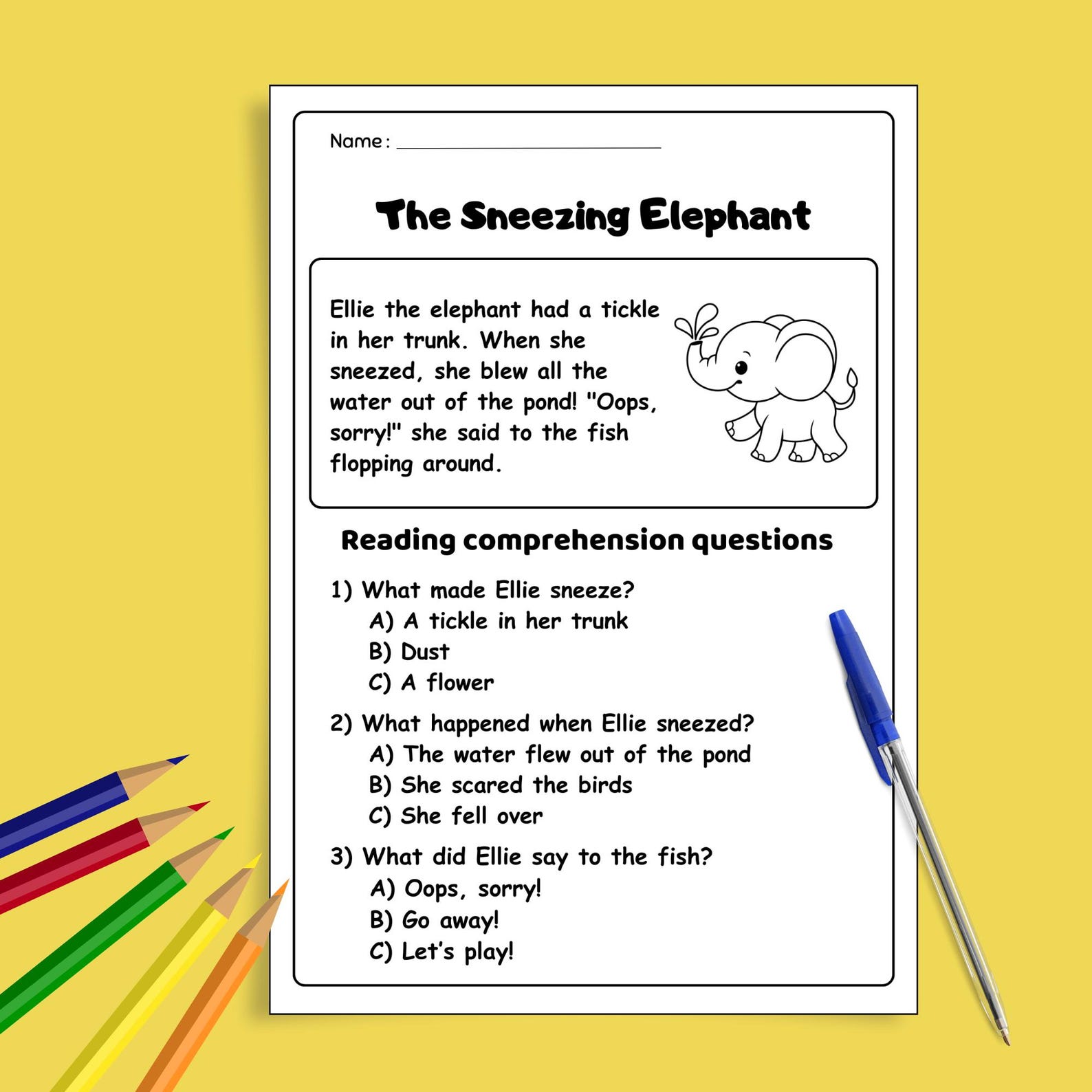 Reading Comprehension Worksheets - Beginner Readers K–2 - Short Stories ...