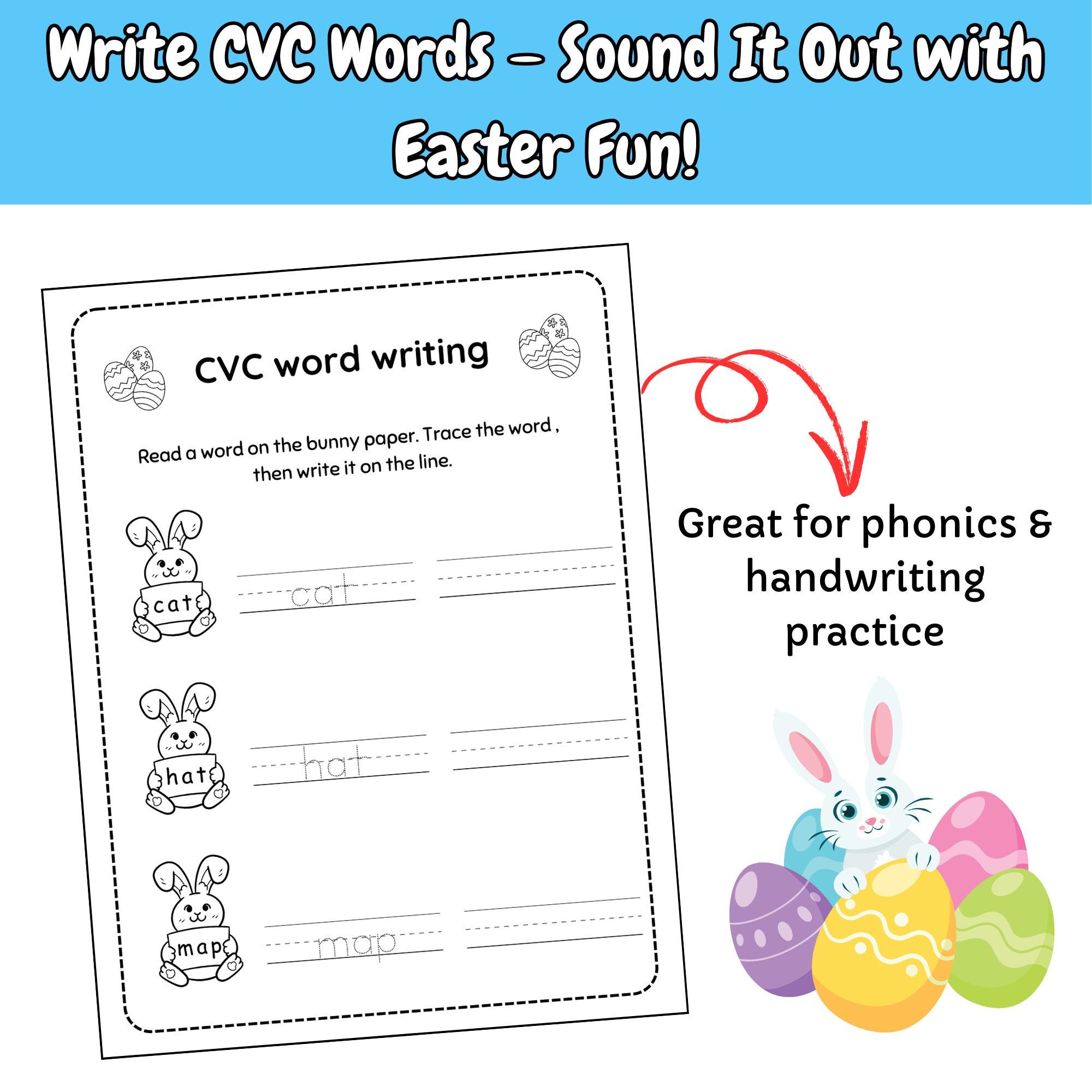 Easter Literacy Activities for Kindergarten and 1st Grade-cvc Words ...