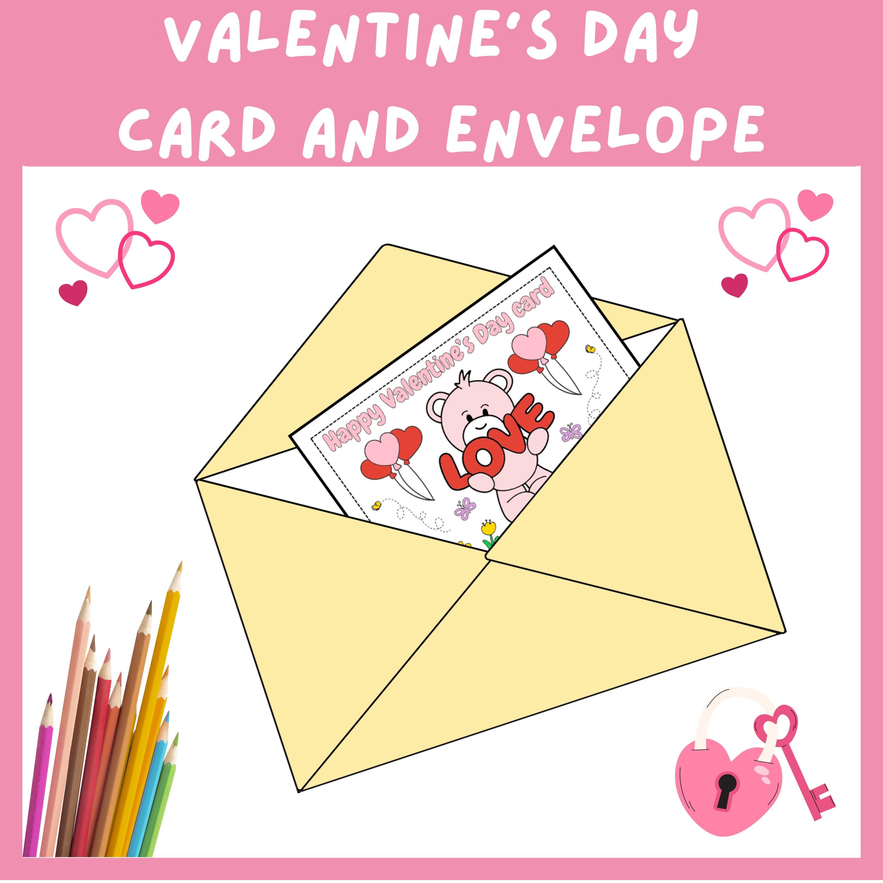 DIY Valentine’s Day Card & Envelope Template – Printable Foldable Craft ...