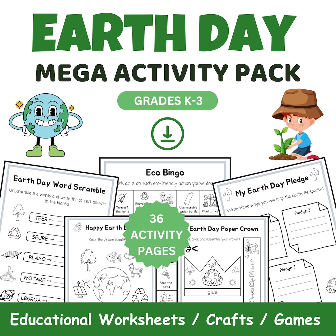 Happy Earth Day Activity Pack - Educational Worksheets , Writing ...