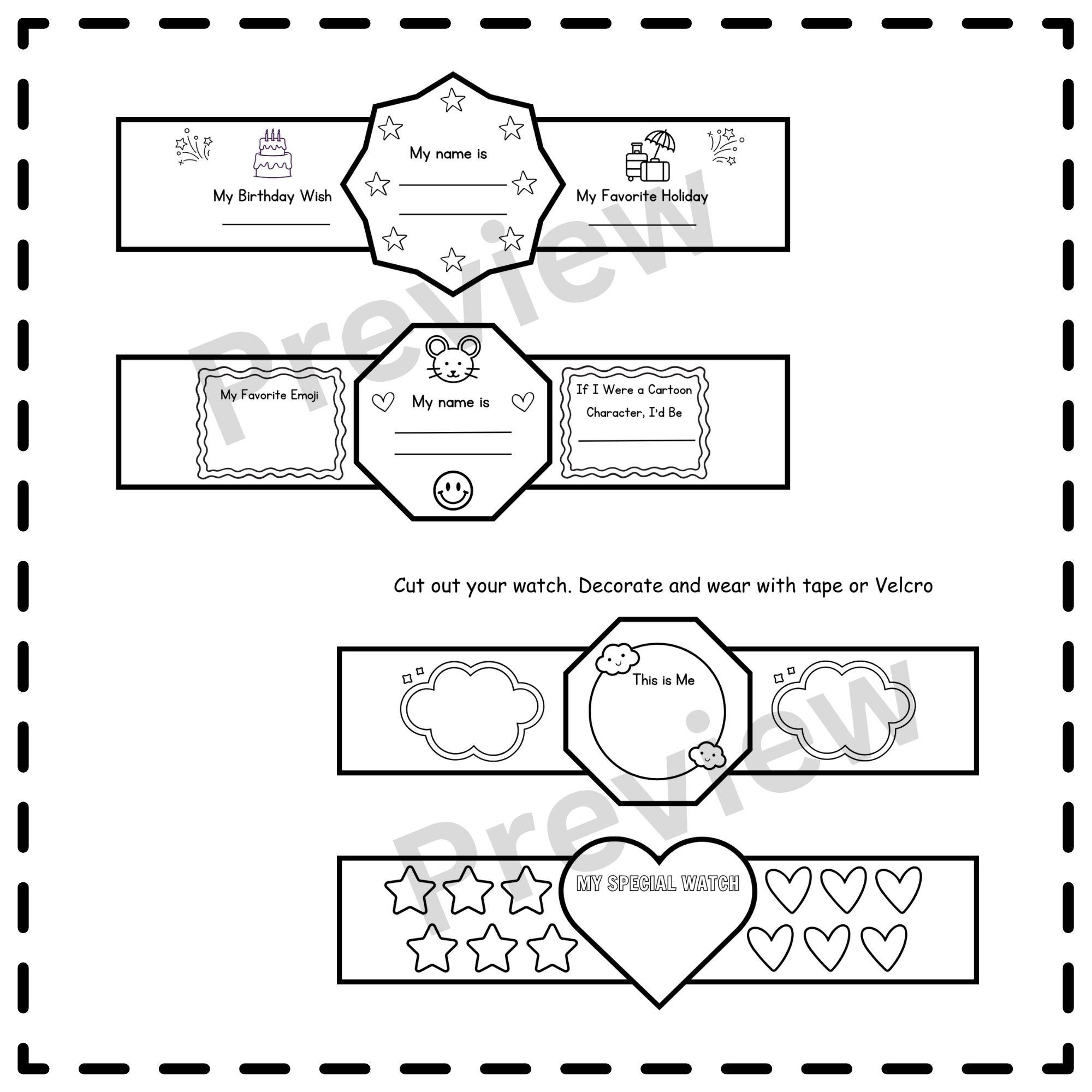 All About Me Paper Watch Craft: Back to School Icebreaker (printable ...