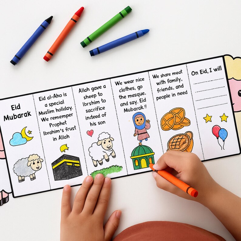 Printable Eid Al-adha Coloring Mini Book for Kids |foldable Activity ...